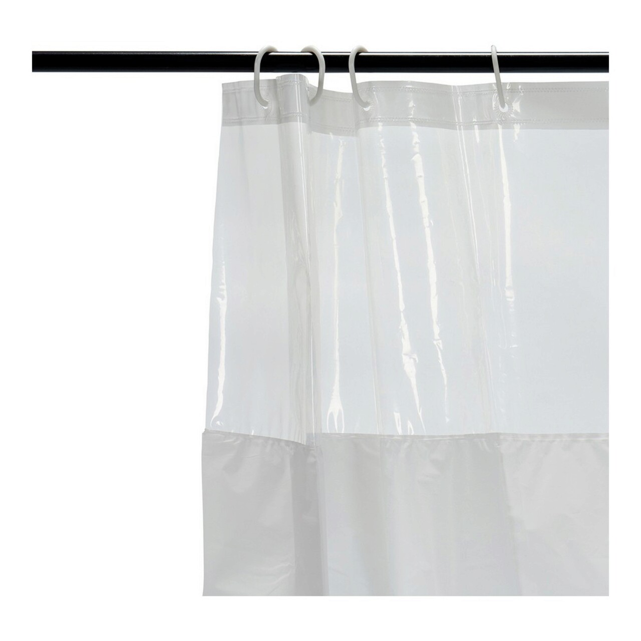 Perdea de dus Transparent / White, Berilo, 180 x 180 cm, plastic - Mezoni