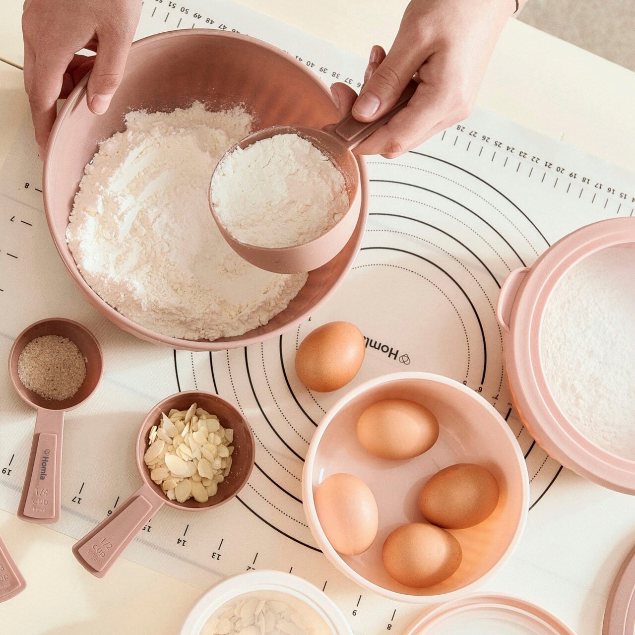 Set 4 caserole Easy Bake, Homla, plastic, roz - Mezoni