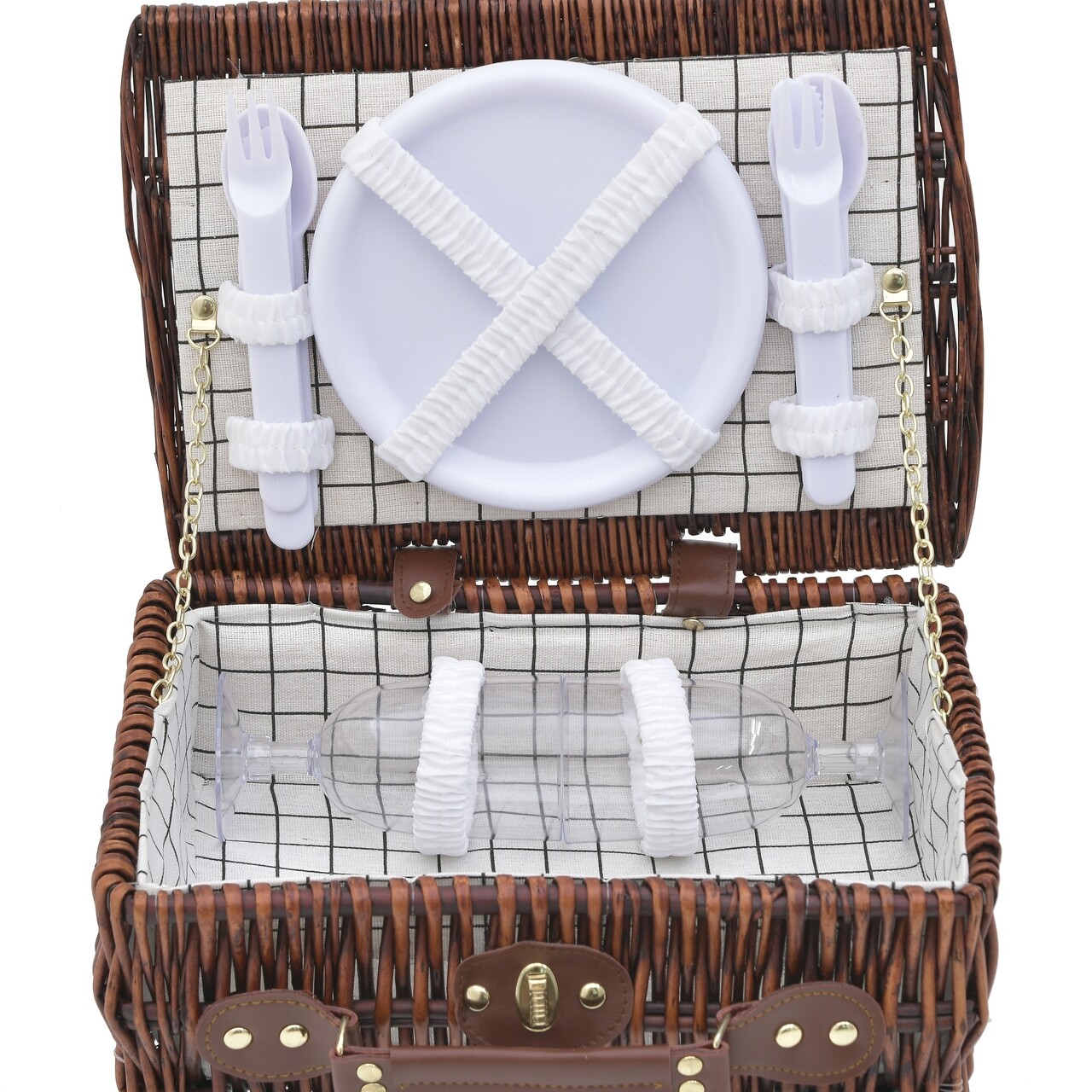 Cos de picnic pentru 2 persoane, InArt, 32x23x13 cm, maro - Mezoni