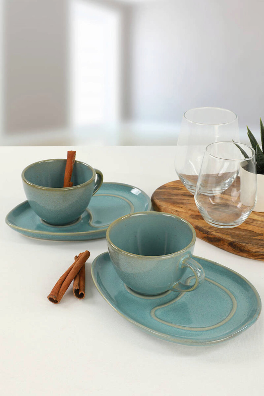 Set cesti de cafea, Keramika, 275KRM1168, Ceramica, Turcoaz - mezoni.ro