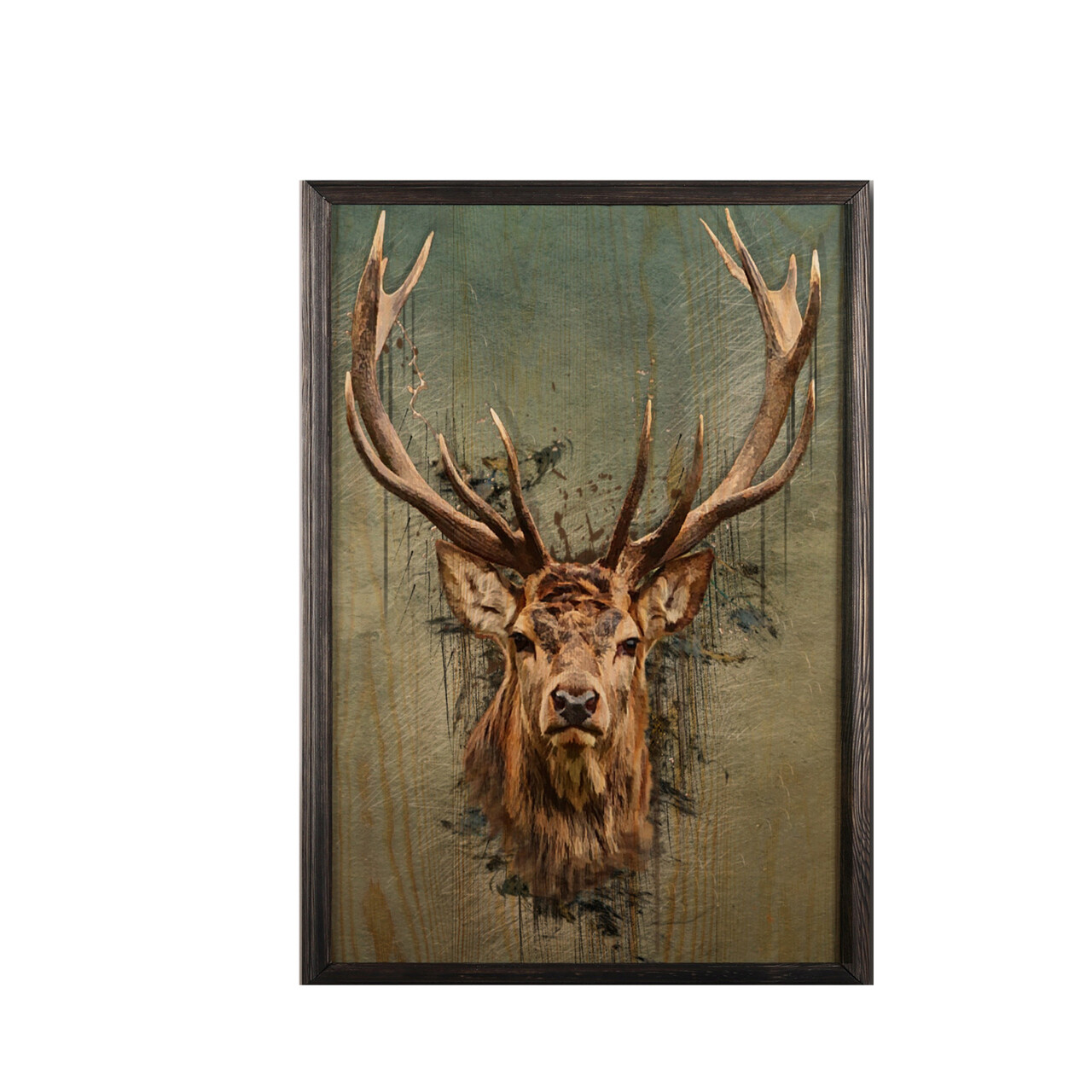 Tablou decorativ, Stag Face, Lemn, Lemn, Multicolor - Mezoni