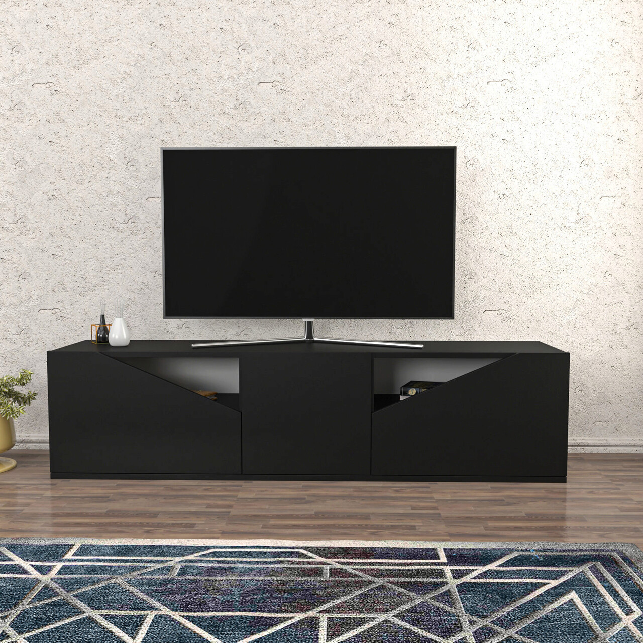 Comoda TV, Retricy, Carson, 160x35.3x40 cm, PAL, Antracit - Mezoni