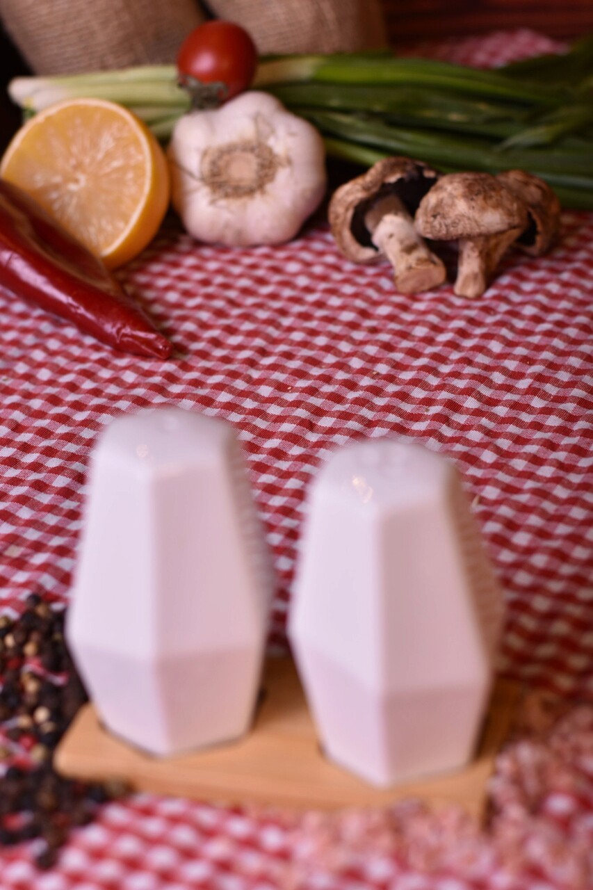 Set solnita si pipernita, Mbambu, 126MBM1109, Raft din bambus, Nuc/Alb ...