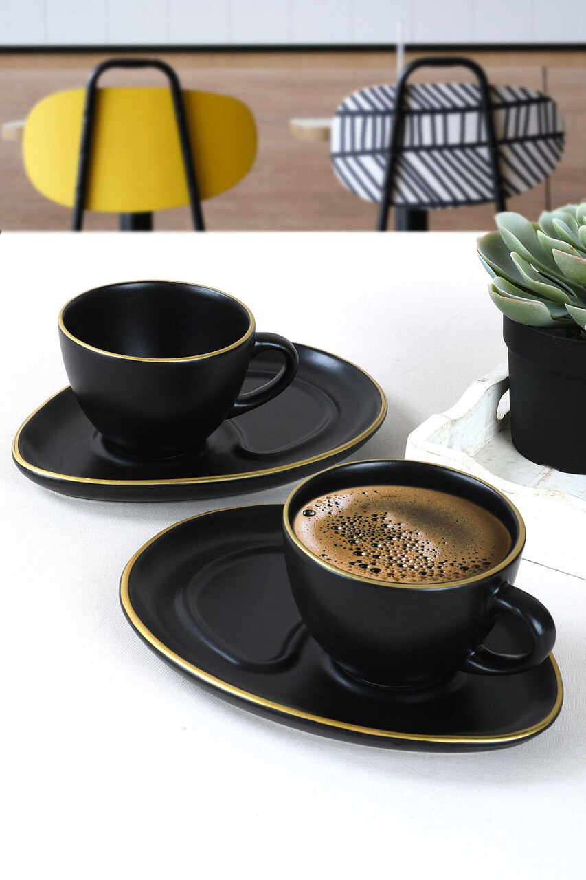 Set cesti de cafea, Keramika, 275KRM1494, Ceramica, Negru - mezoni.ro