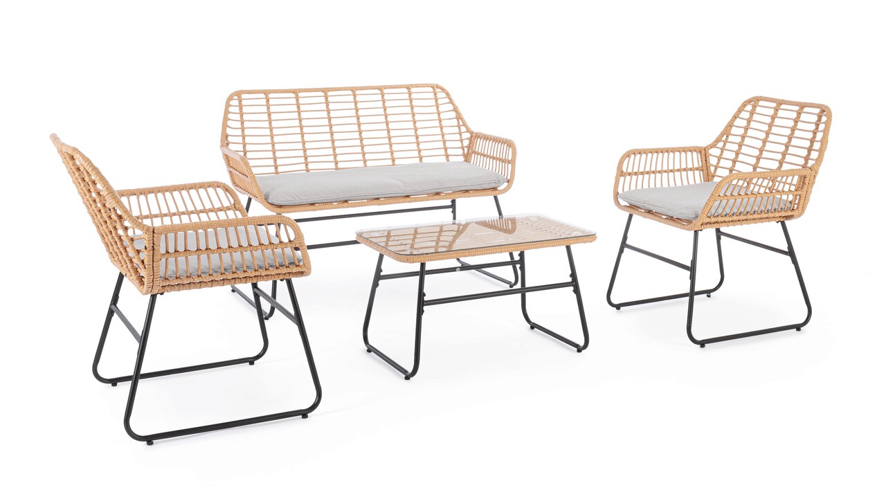 Set mobilier de gradina 4 piese Burrel, Bizzotto, otel/fibre sintetice ...