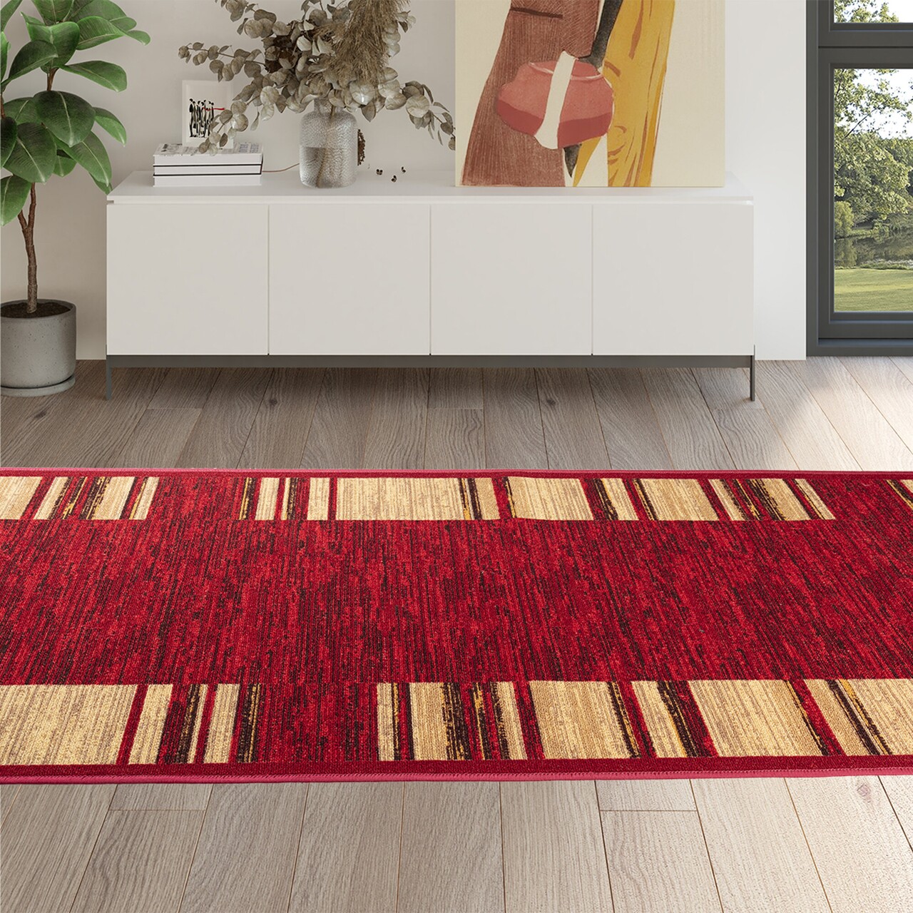 Traversa pentru hol Phoenix, Decorino, 80x600 cm, poliamida, rosu ...