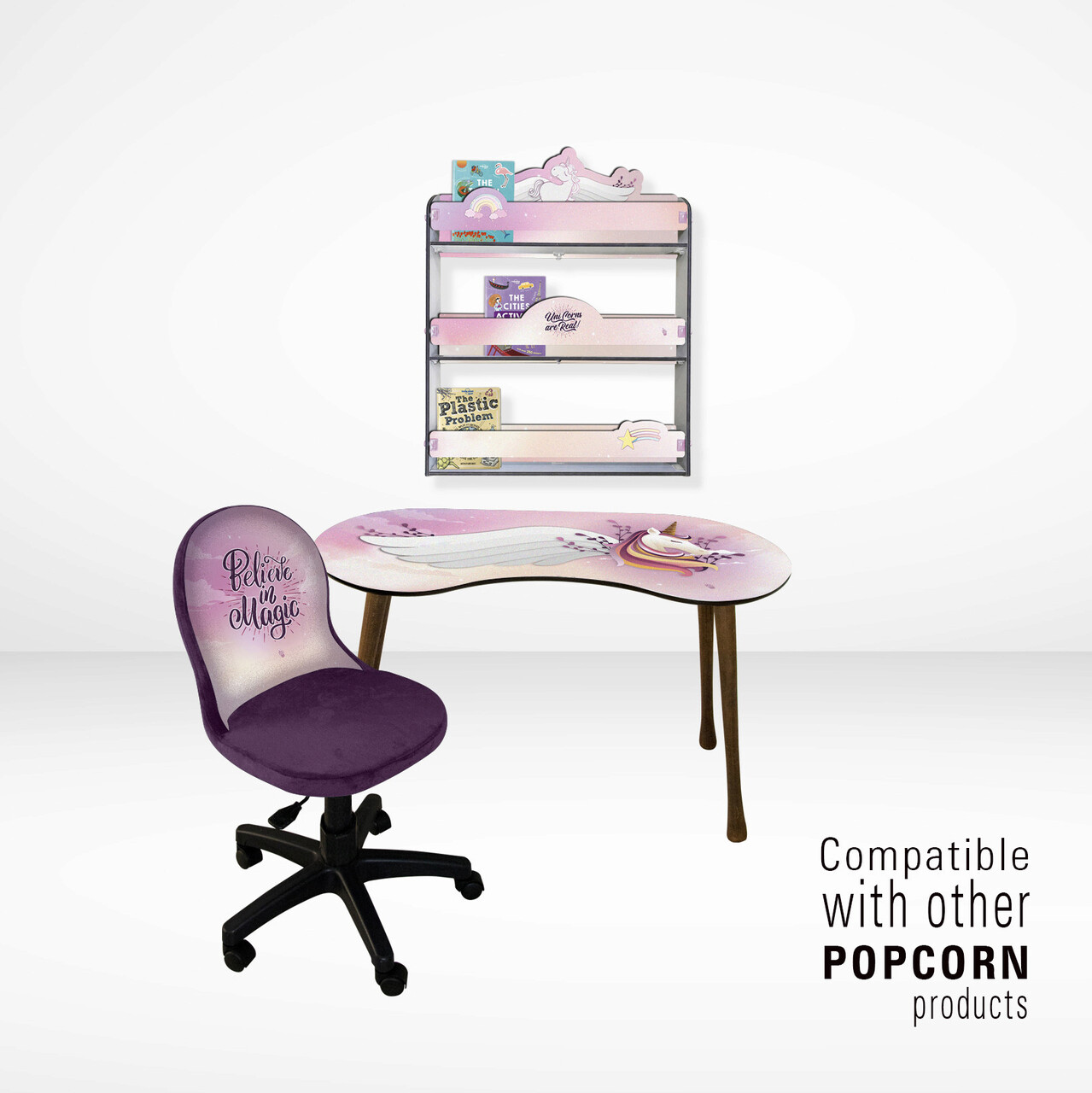 Corp biblioteca, Popcorn, Wings 3-Wall Bookshelf / Druk-02, MDF ...