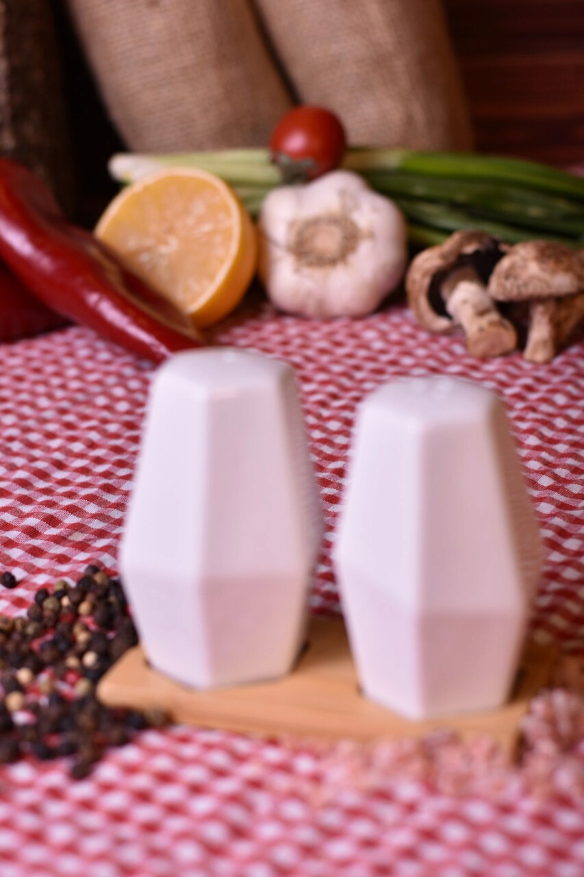 Set solnita si pipernita, Mbambu, 126MBM1109, Raft din bambus, Nuc/Alb ...