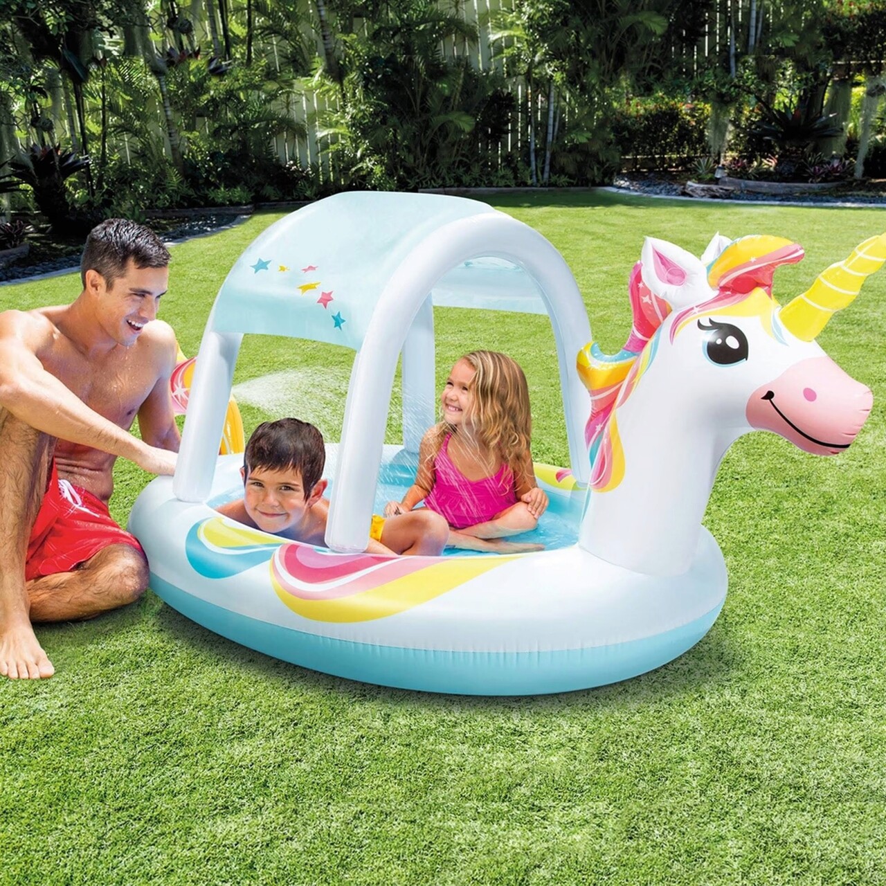 Piscina gonflabila pentru copii Unicorn, Intex, 254x132x109 cm, 130 L ...