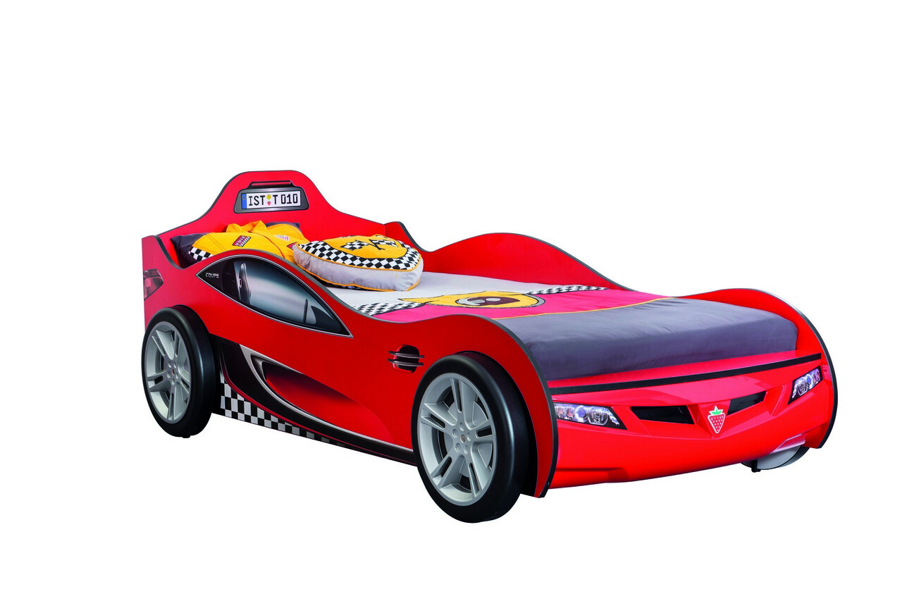 Pat pentru copii Car, Çilek, Race Cup Carbed-Red (90X190), 109x80x208 ...
