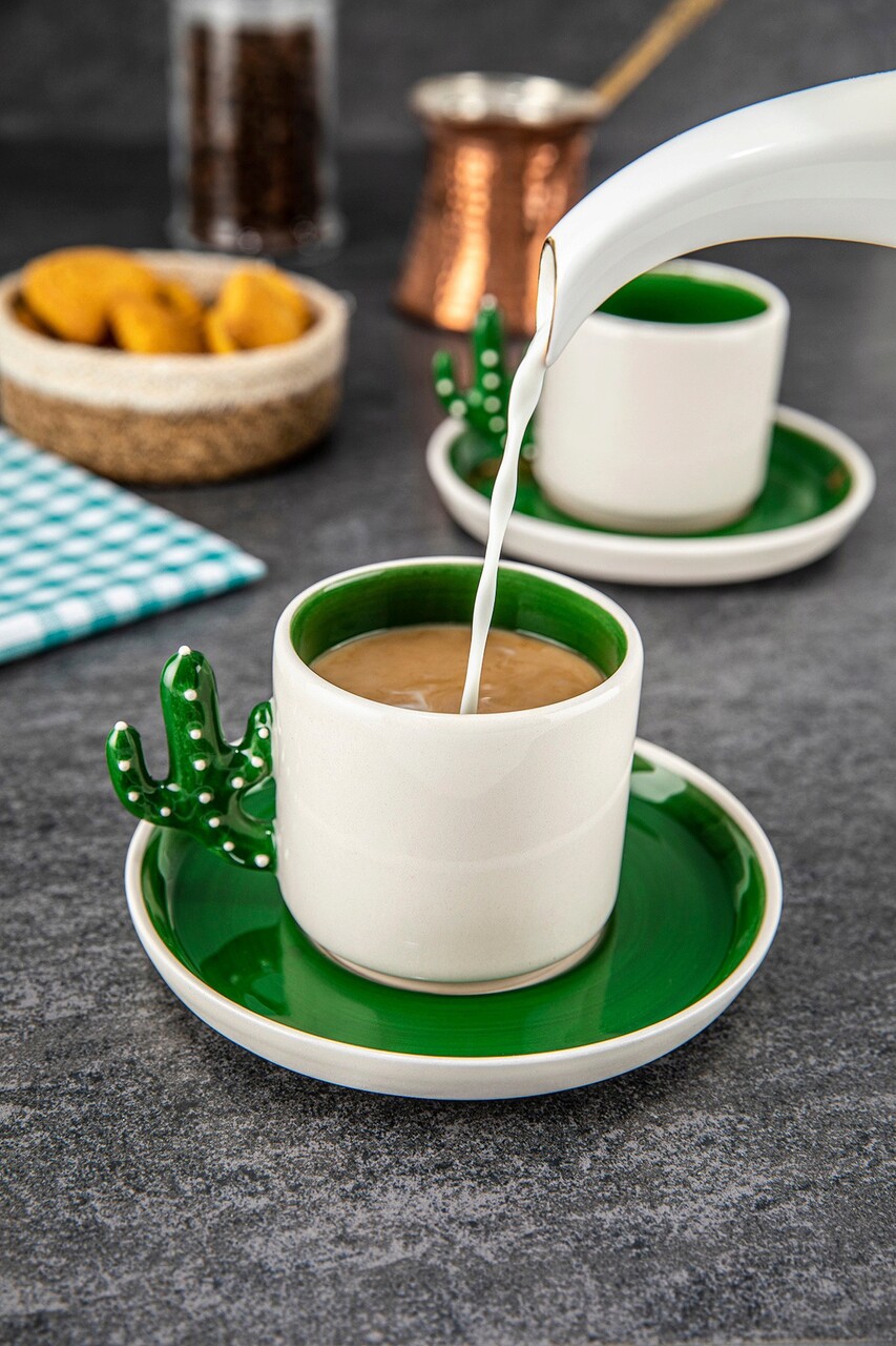 Set cesti de cafea, Doreline, 612DRL1107, Ceramica, Verde - Mezoni