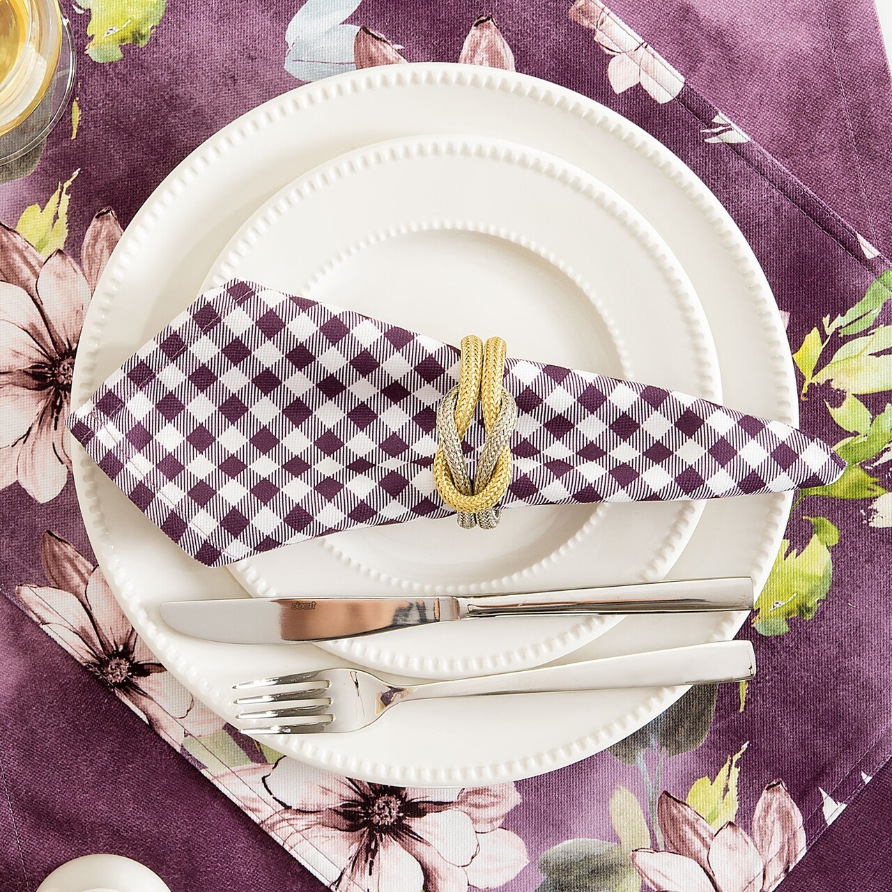 Servetel de masa Flower, Decomex, 40x40 cm, poliester, lila - Mezoni