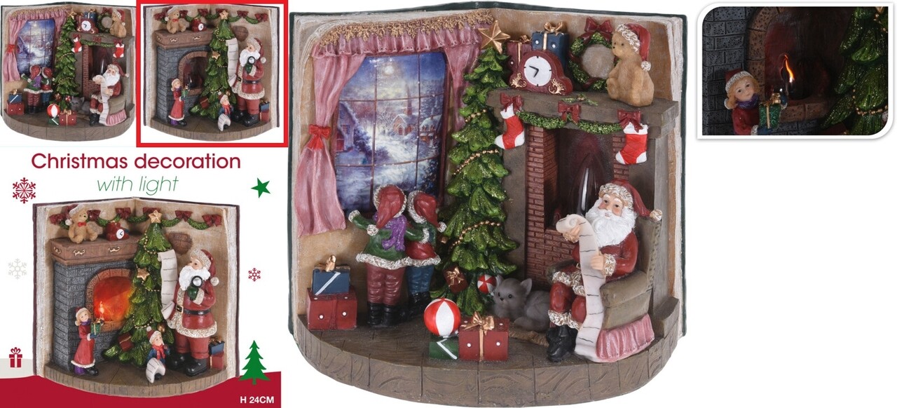 Decoratiune luminoasa Book w Santa standing , 30.5x19x24.5 cm, poliston ...