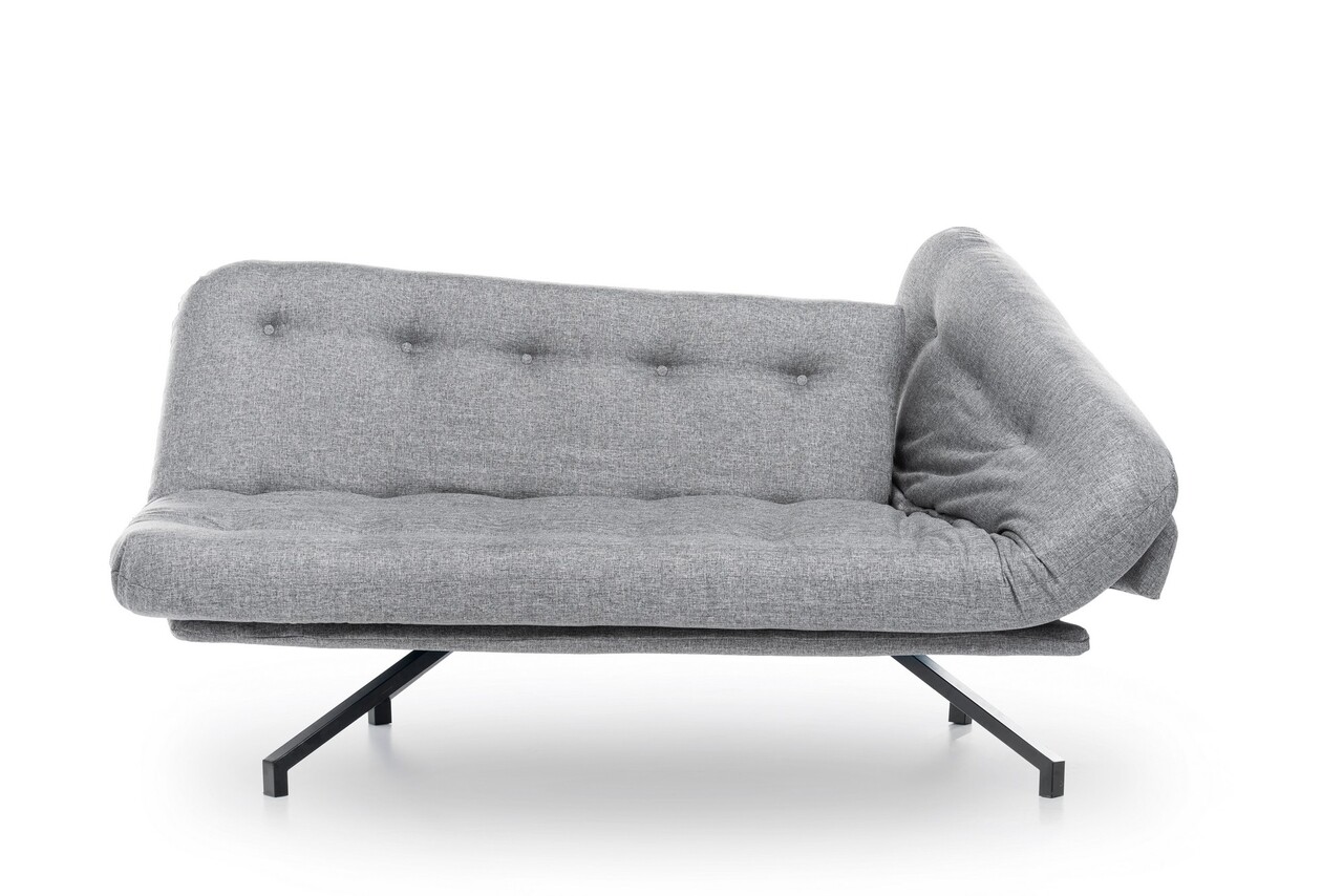 Canapea extensibila Coxy, Futon, 3 locuri, 110x200 cm, metal, gri - Mezoni
