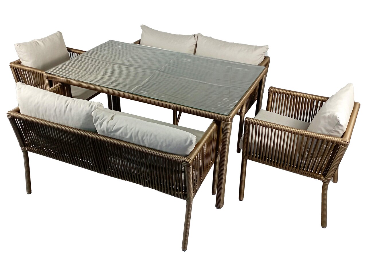 Set gradina/terasa 5 piese, My Interior, Vera II, rattan/aluminiu, maro ...