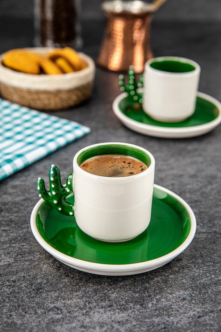 Set cesti de cafea, Doreline, 612DRL1104, Ceramica, Verde - Mezoni