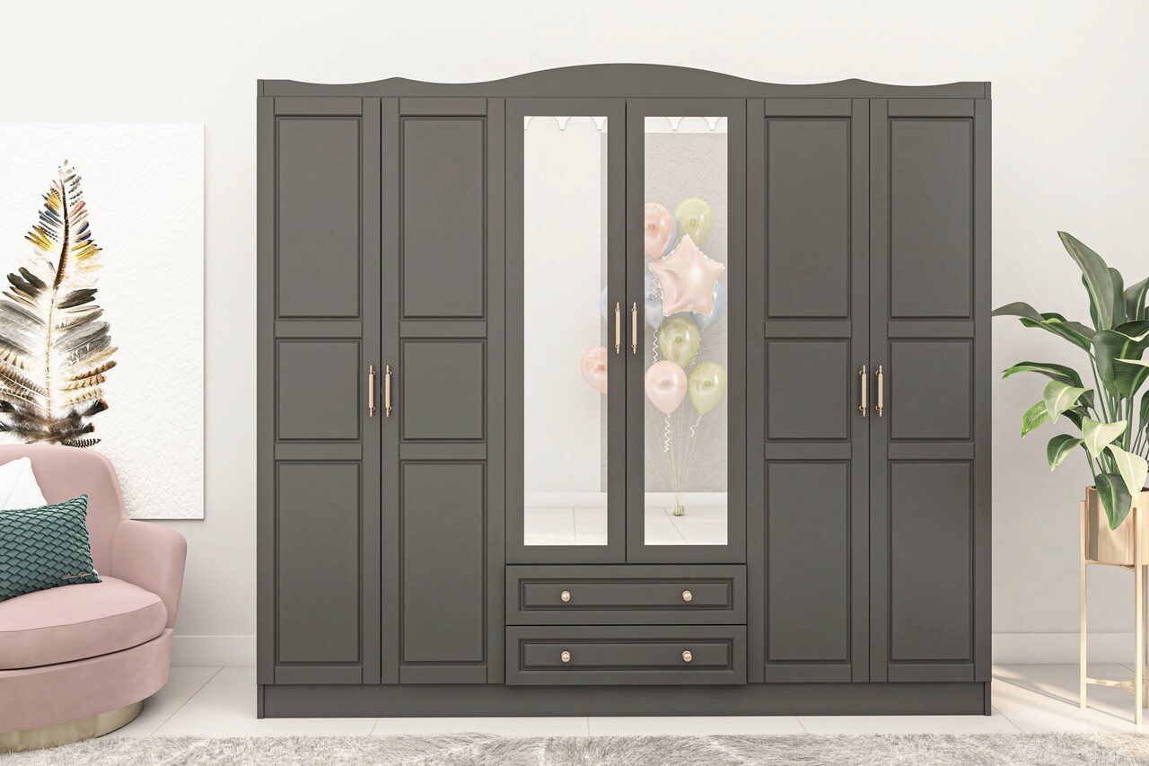 Dulap pentru haine, Glenevis, Bahar 626, 210x186x50 cm, Antracit ...