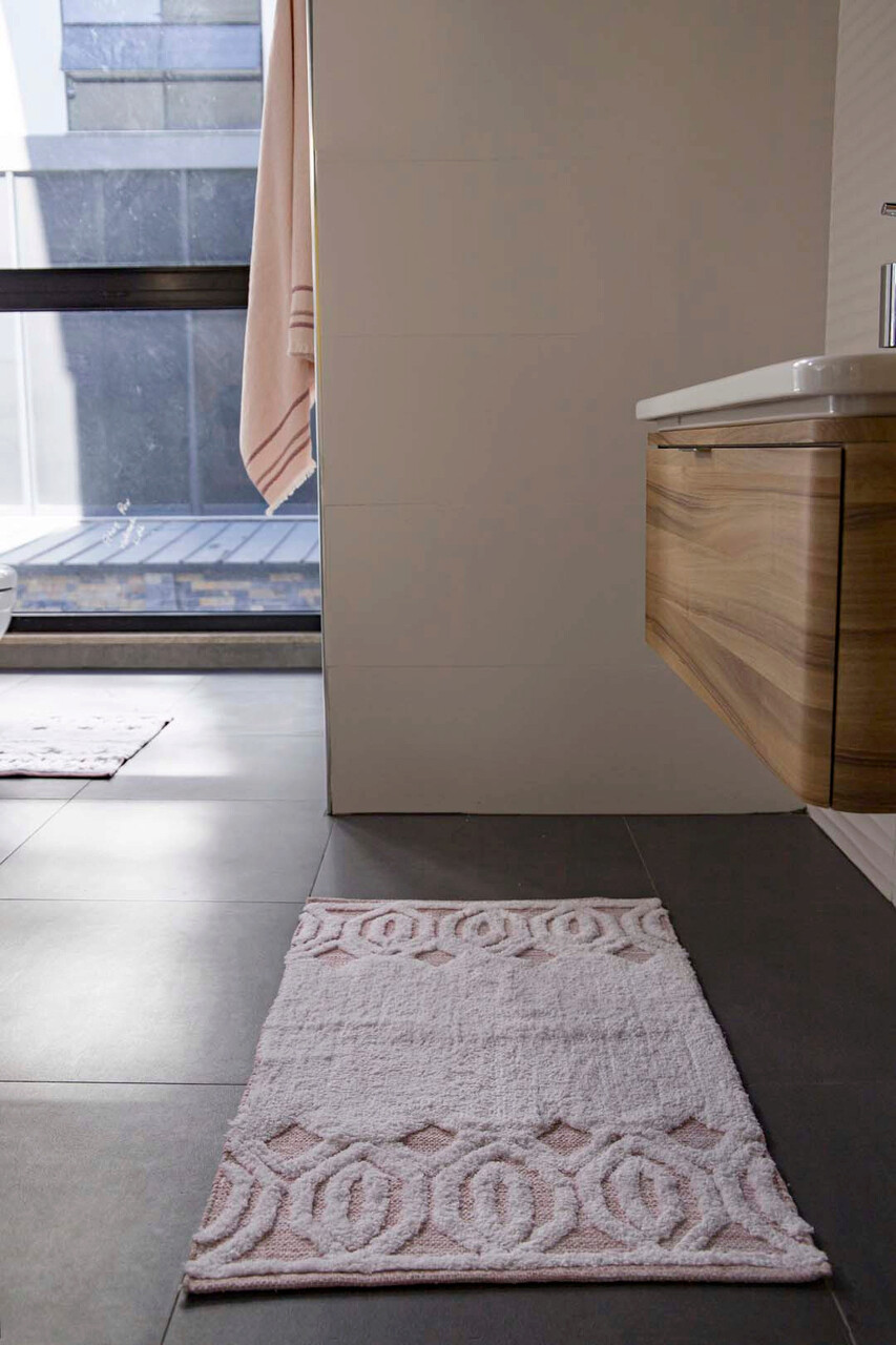 Covoras de baie, Irya Home, Sherry, 70x110 cm, Bumbac, Roz prafuit ...