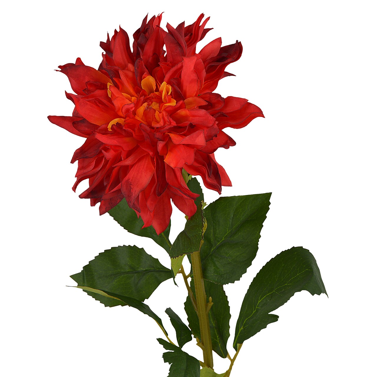 Floare artificiala, Dahlia, 78 cm, plastic/poliester, verde/portocaliu ...