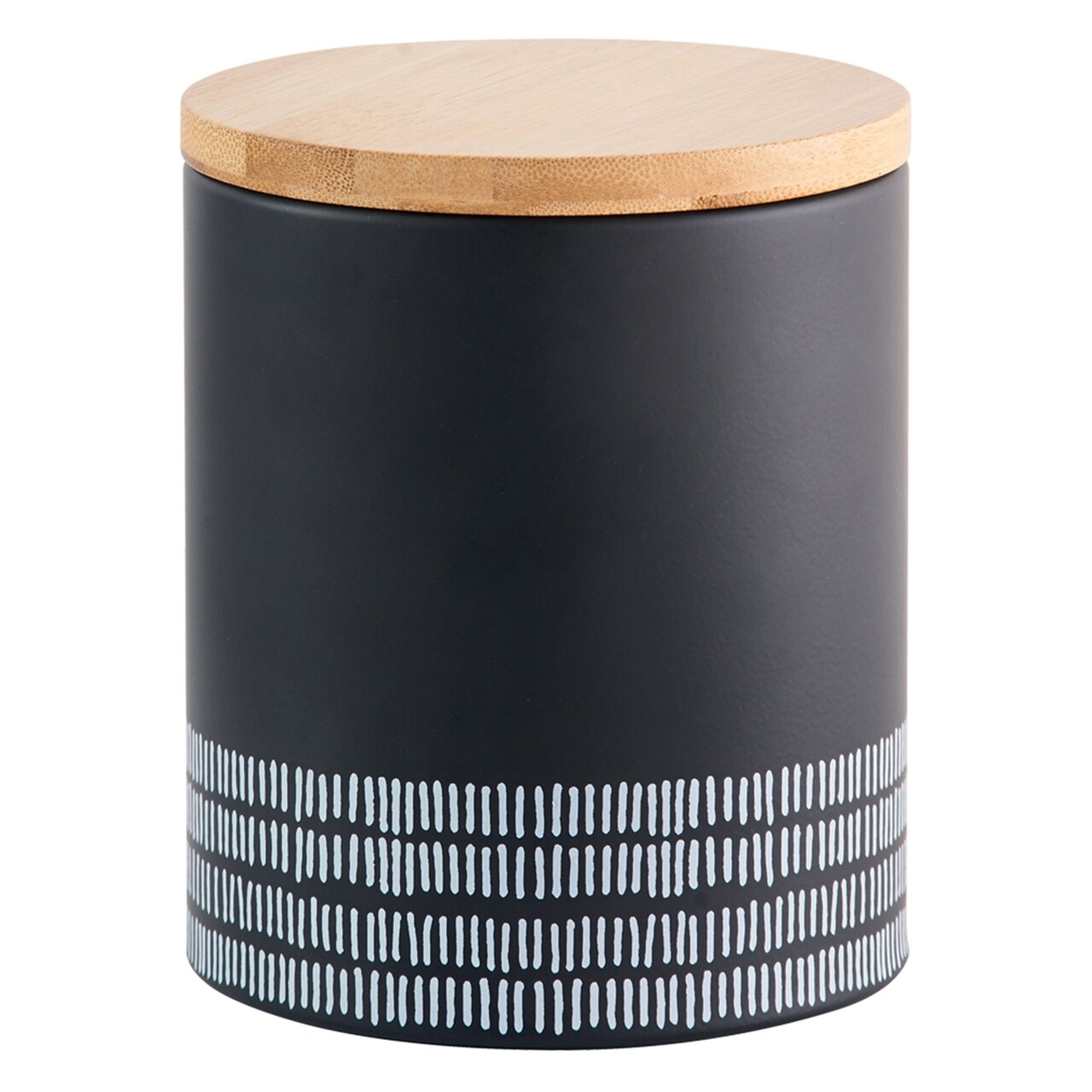 Recipient depozitare cu capac Monocrom, 14 x 12 cm, inox/lemn, negru ...