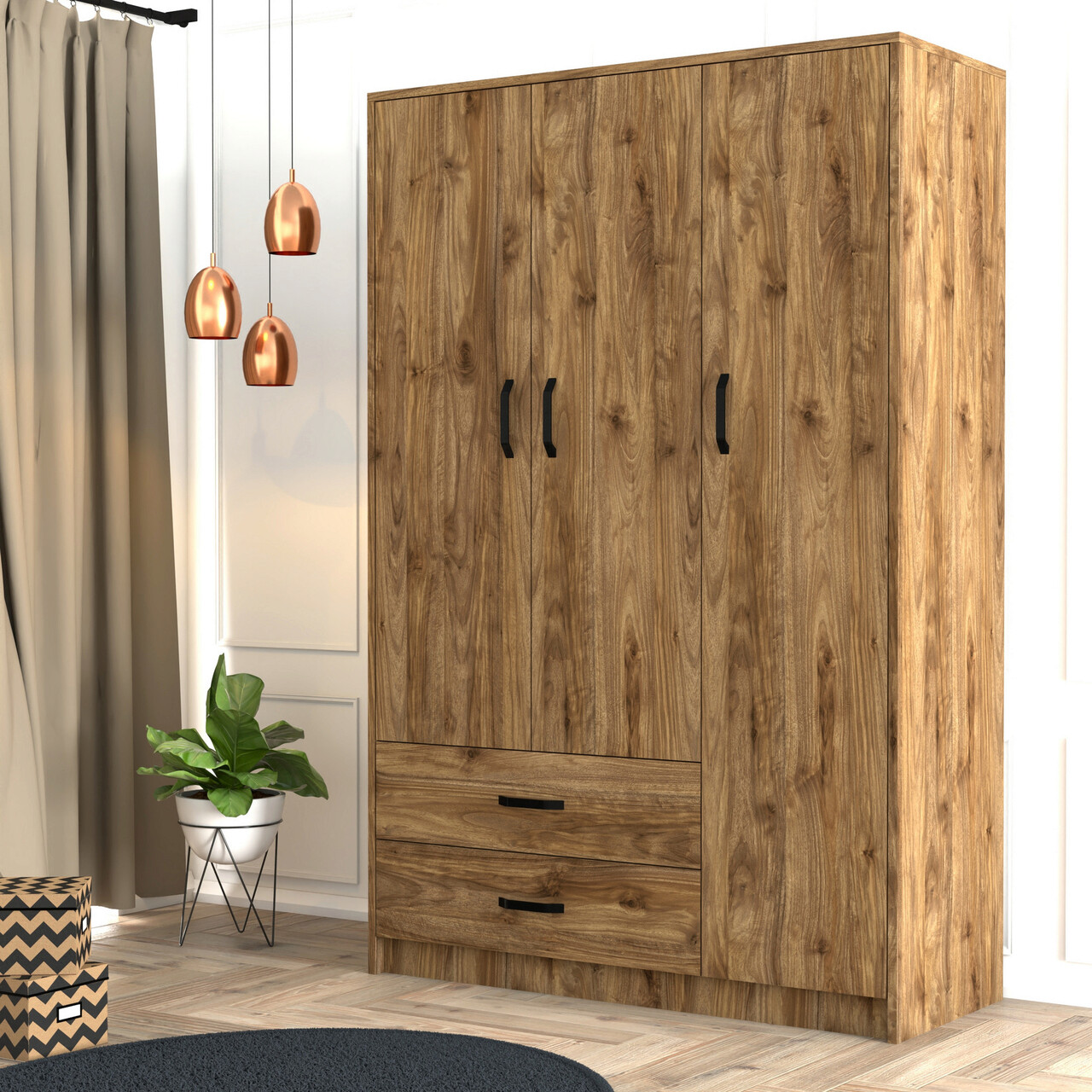 Dulap pentru haine, Mezza, Grande 3500, 120x181.8x48 cm, Maro - mezoni.ro